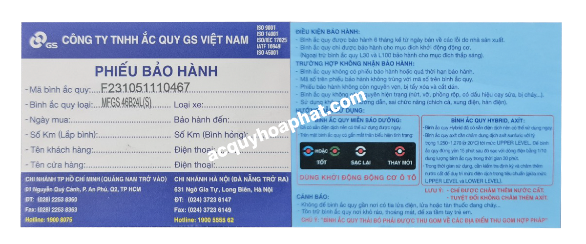 Đại lý phân phối bình ắc quy GS chính hãng giá rẻ tại Thủ Đức, TP. HCM